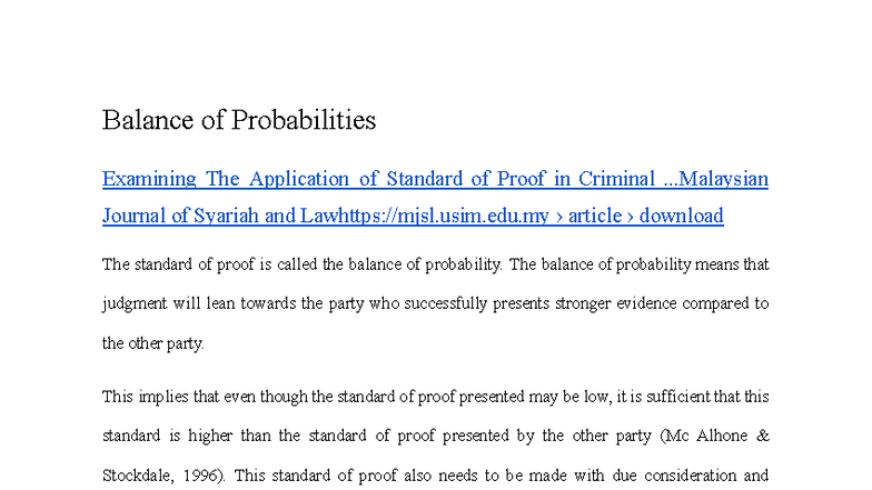 BOP 101: Brief Note on Balance of Probabilities in Law - Studocu