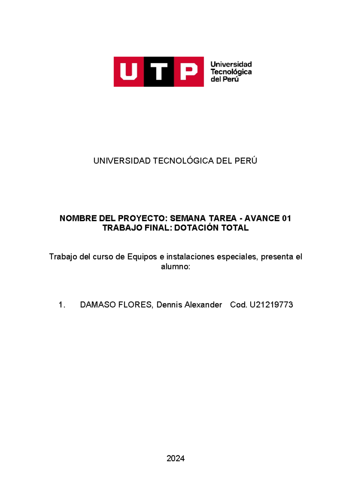 Avance del Proyecto Final del Curso EIE - Tarea Semana 14 - Studocu