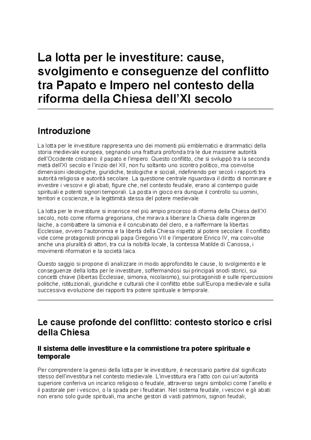 Riforma della Chiesa e Lotta per le Investiture: Analisi Storica e ...