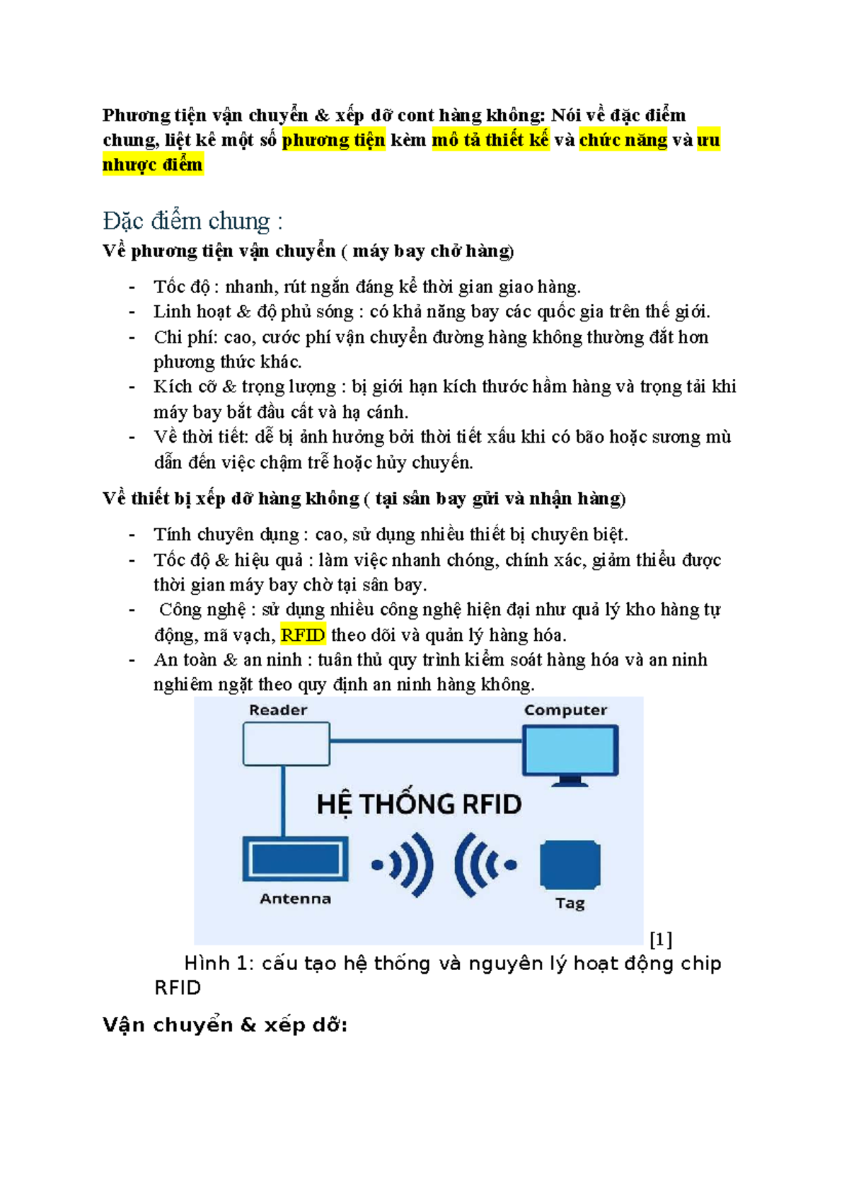 Phương tiện Vận Chuyển và Xếp Dỡ Cont Hàng Không - .HHVT - Studocu