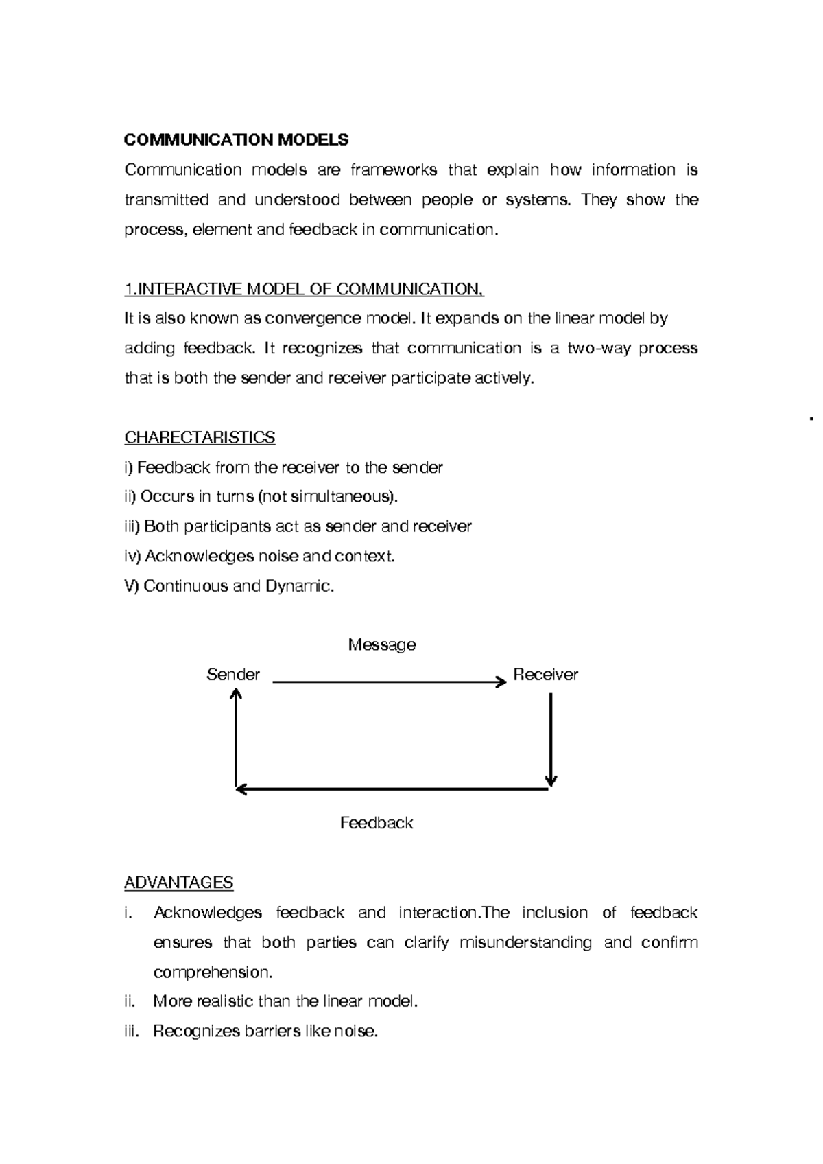 COMM 2025: Communication Models Overview and Analysis - Studocu