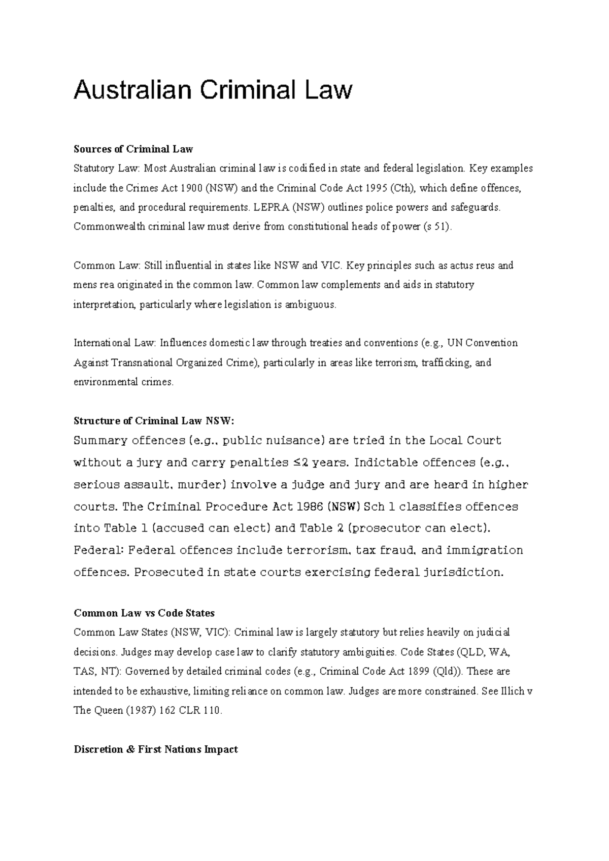 Criminal Law & Procedure Notes: Key Concepts & Fatal Offences Overview ...