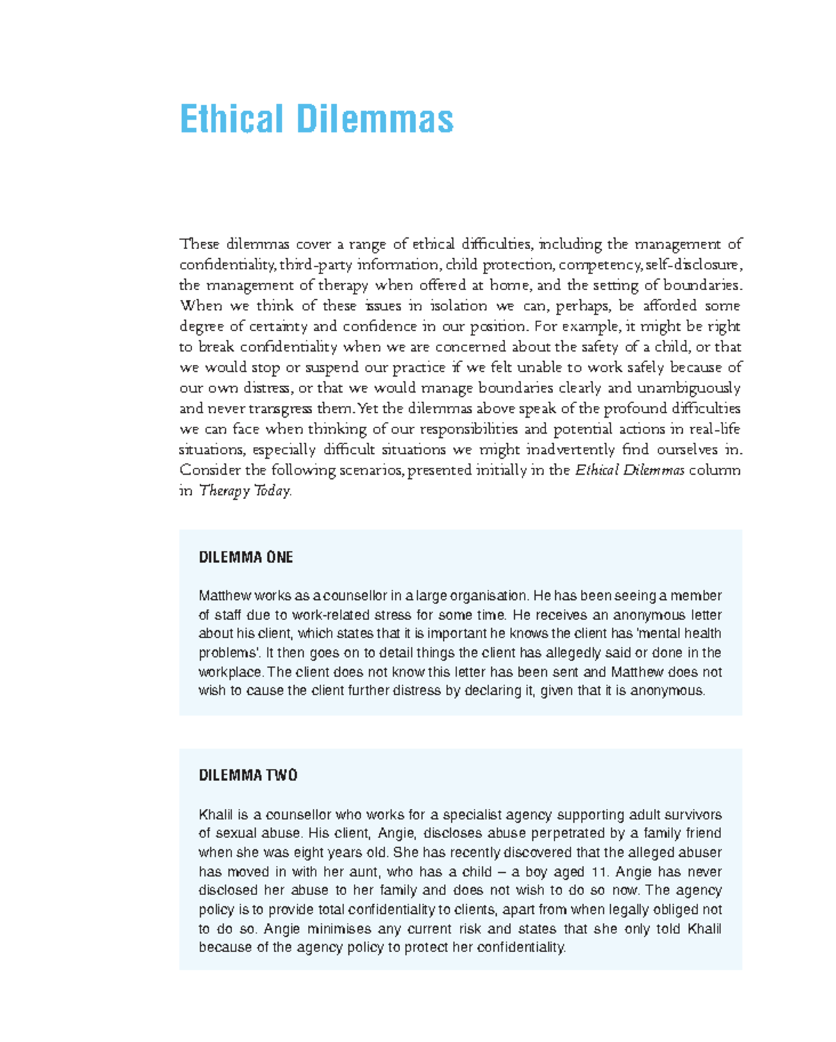 Activity - Discussion on Ethical Dilemmas Worksheet - Studocu