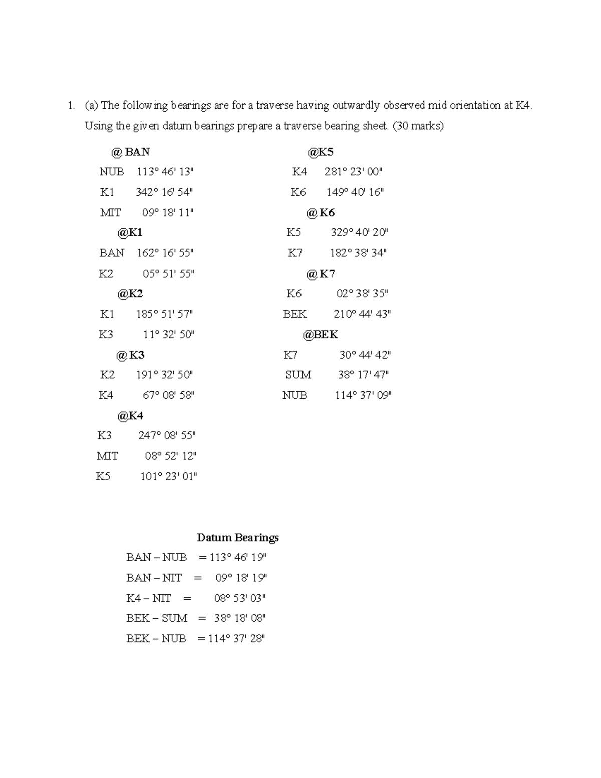 Traverse Class Notes - Bearings and Distances Analysis - Studocu