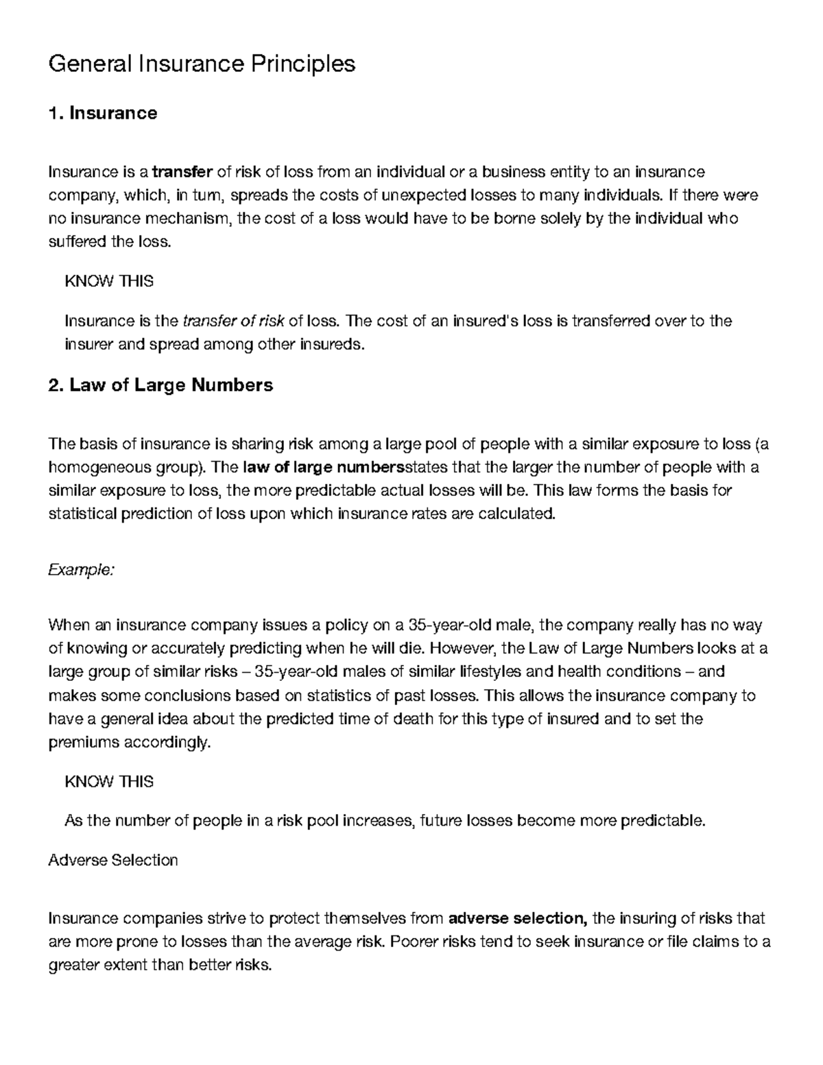 Principles of General Insurance: Key Concepts & Terms Analysis - Studocu