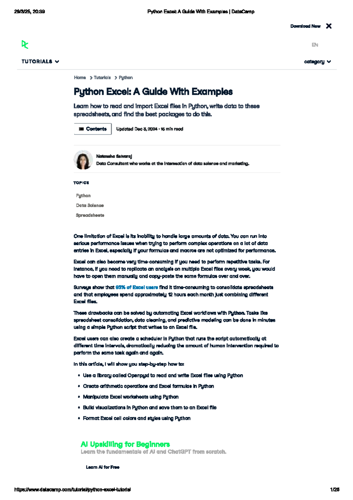 Python Excel Automation: A Comprehensive Guide with Openpyxl - Studocu