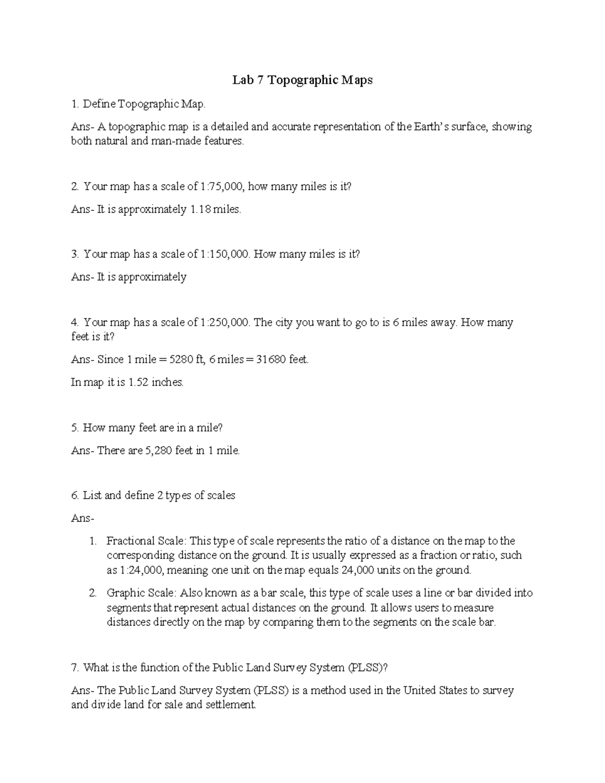 Lab 7: Topographic Maps - Detailed Assignments & Definitions - Studocu
