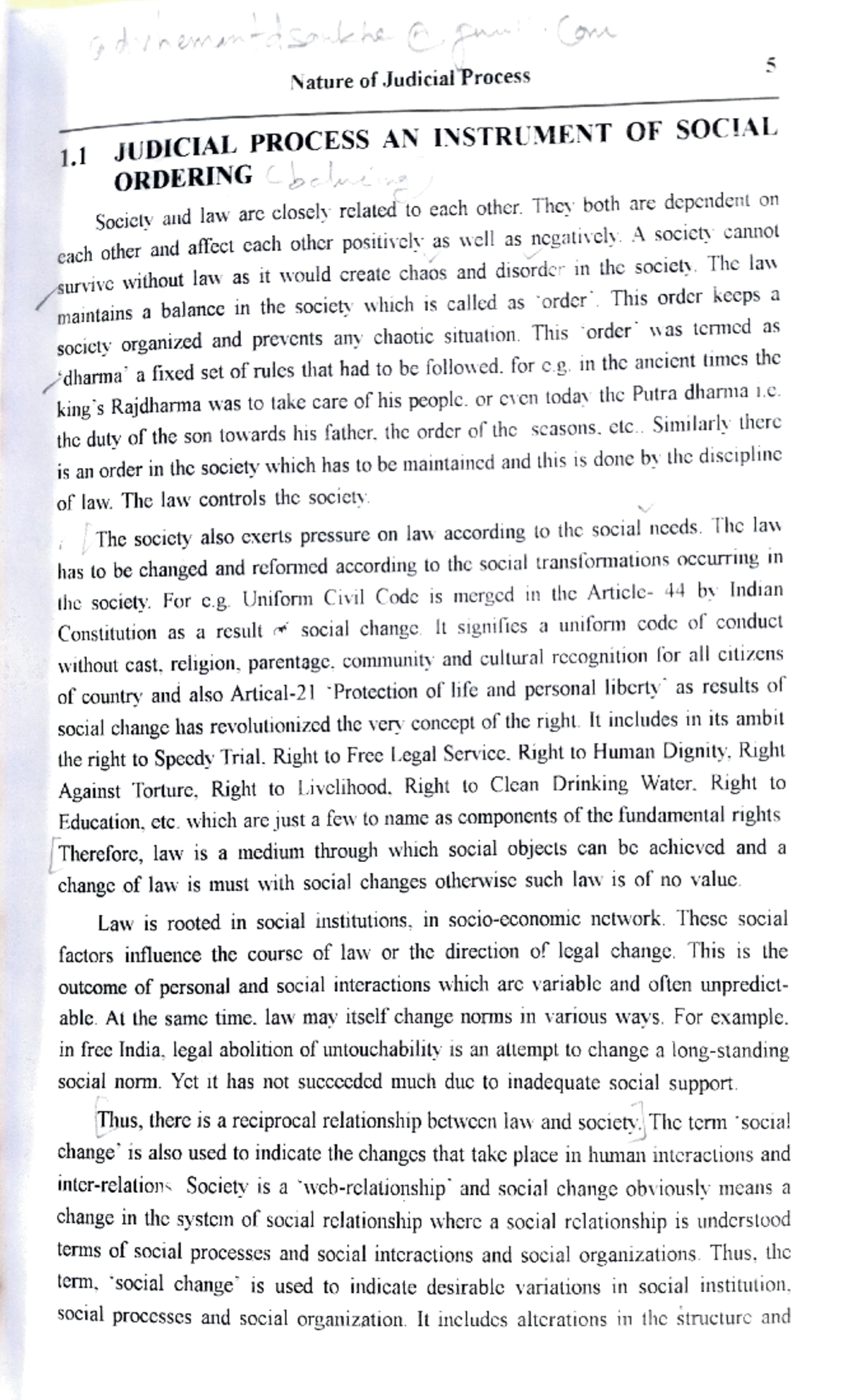 Judicial Process as an Instrument of Social Ordering in India - Studocu