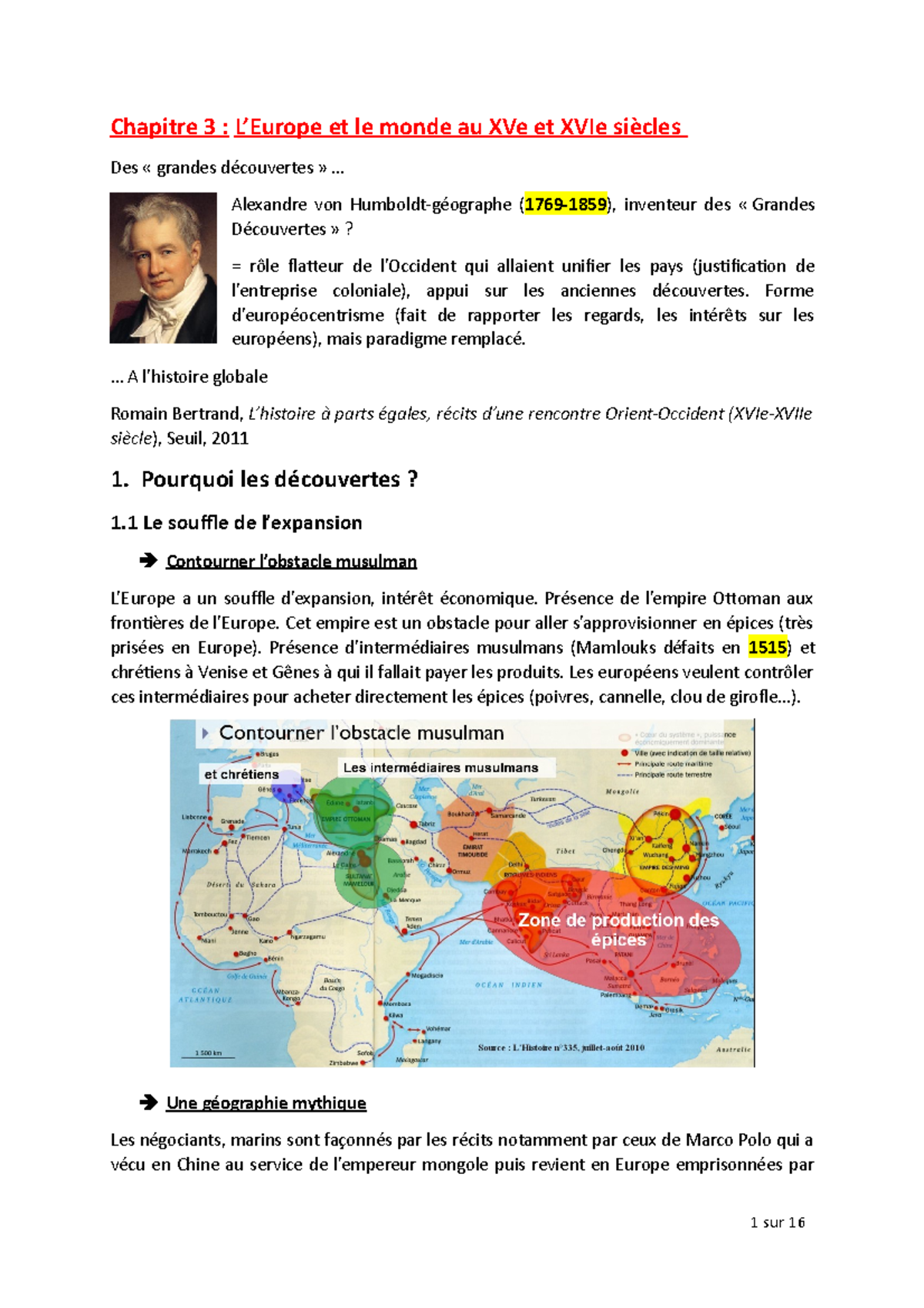 Chapitre 3 L'Europe et le monde au XV et XVIe siècles - Chapitre 3 : L ...