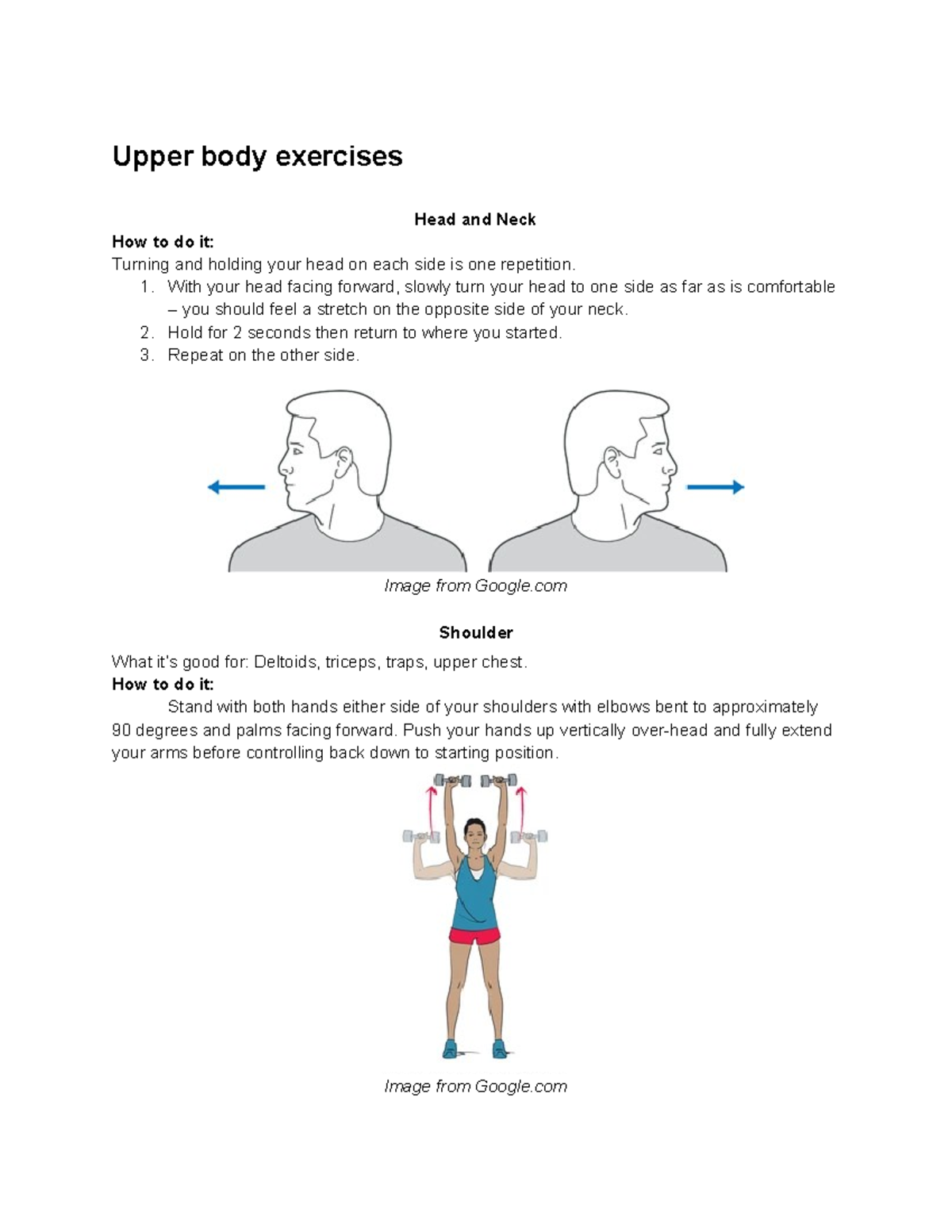 Upper Body Exercises: Techniques for Strengthening (Part 3) - Studocu