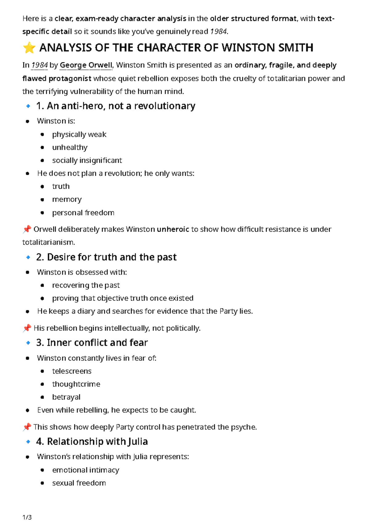 ENG 1984: Character Analysis of Winston Smith in Orwell's 1984 - Studocu