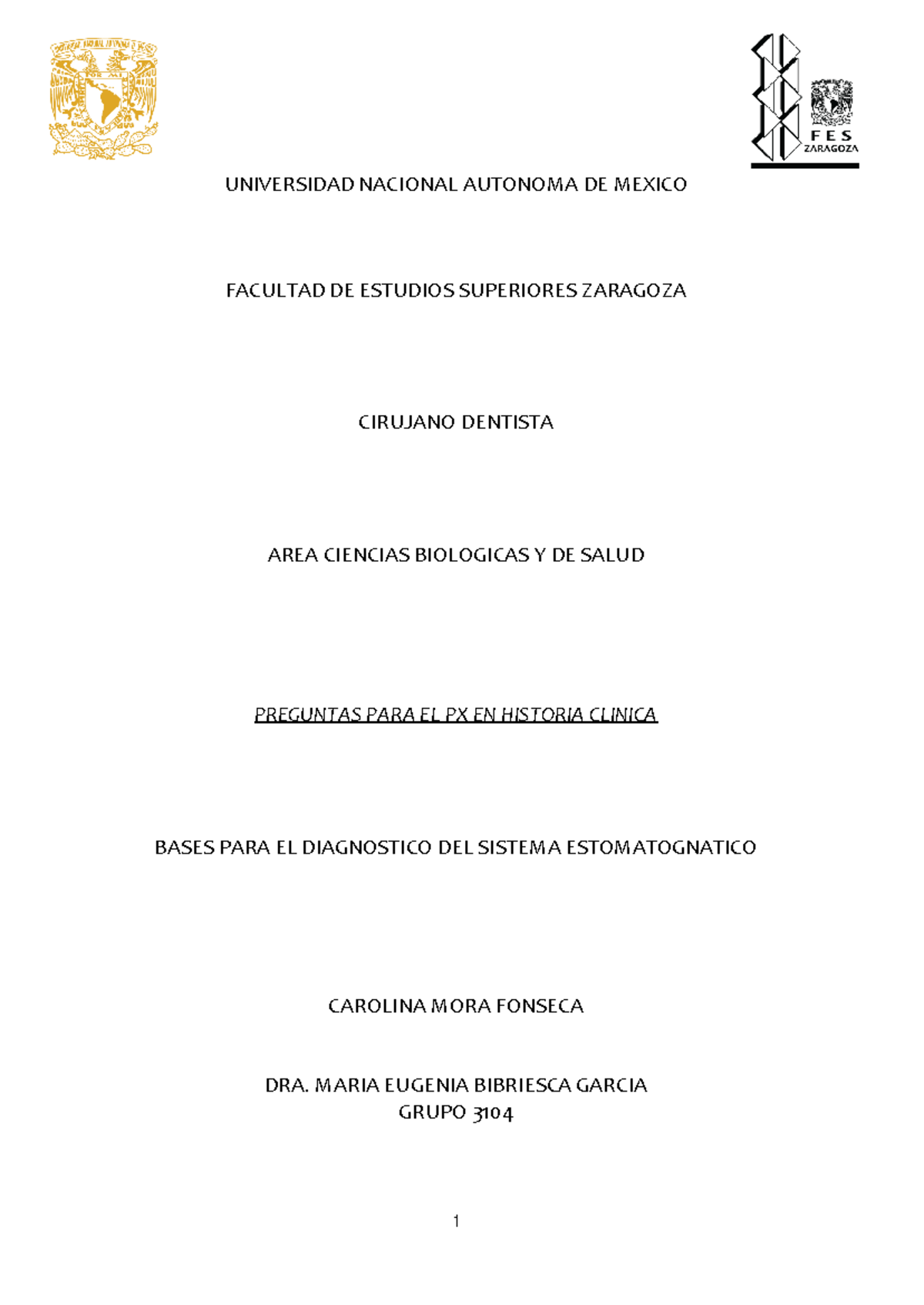 Preguntas para el Px en Historia Clínica - Cirujano Dentista 3104 - Studocu