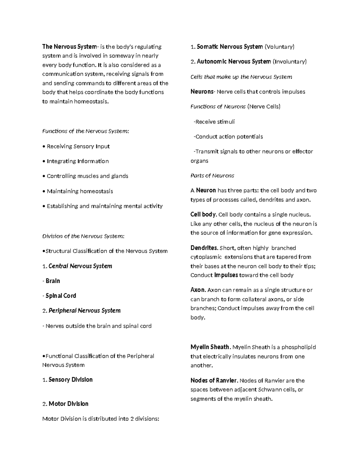 The Nervous Sys-WPS Office - The Nervous System- is the body's ...