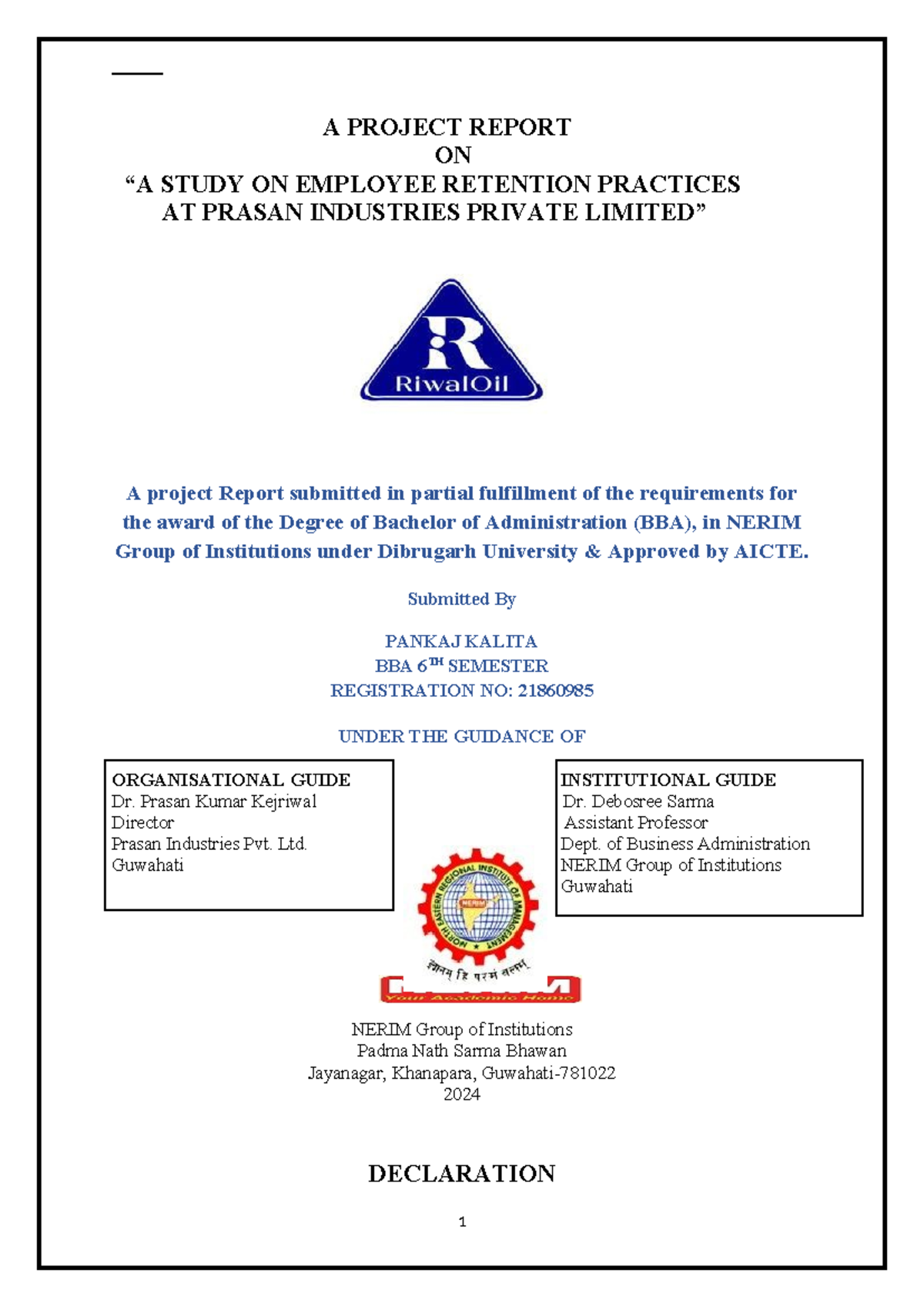 BBA 6th Sem Project Report: Employee Retention Practices at Prasan ...