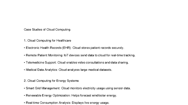 Cloud case studies - Noen - Case Studies of Cloud Computing Cloud Computing for Healthcare - Studocu