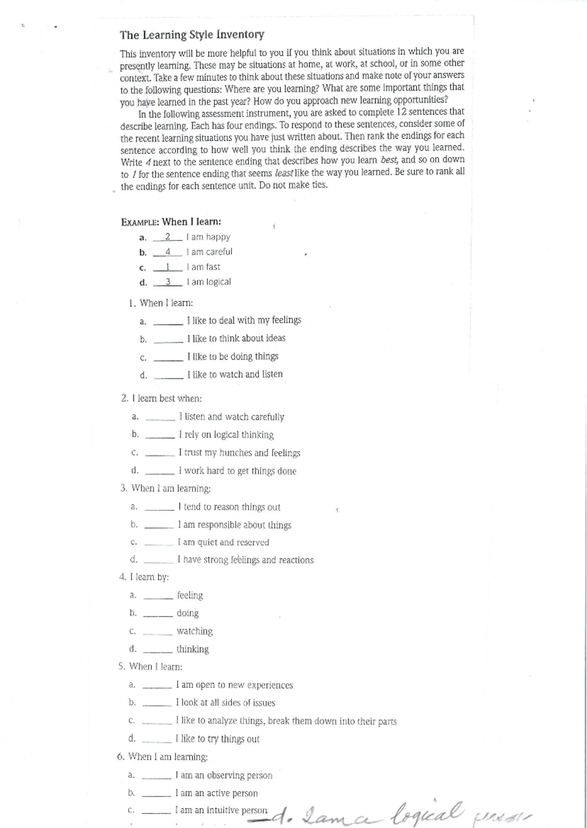 Learning styles - ahajajja - The Learning Style Inventory This ...