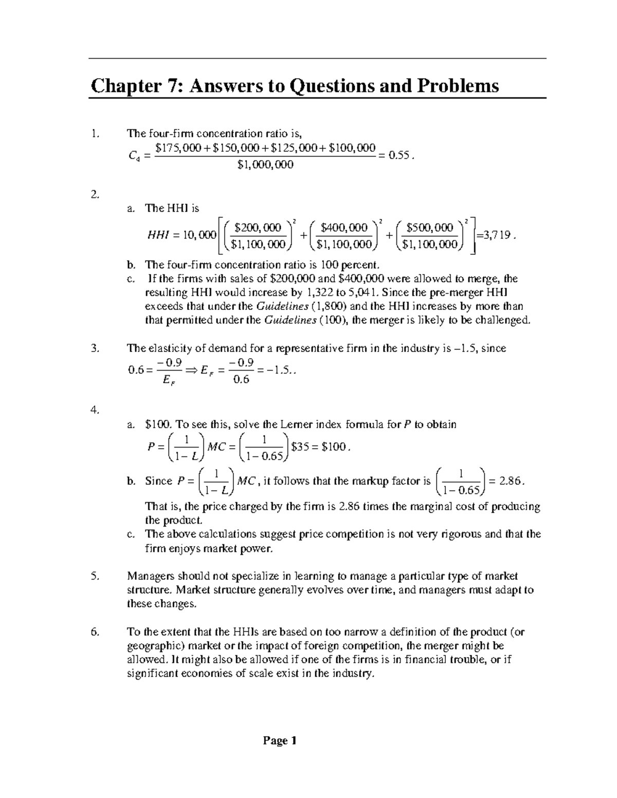 Chapter 7 - Solutions for Managerial Economics & Business Strategy 7th ...