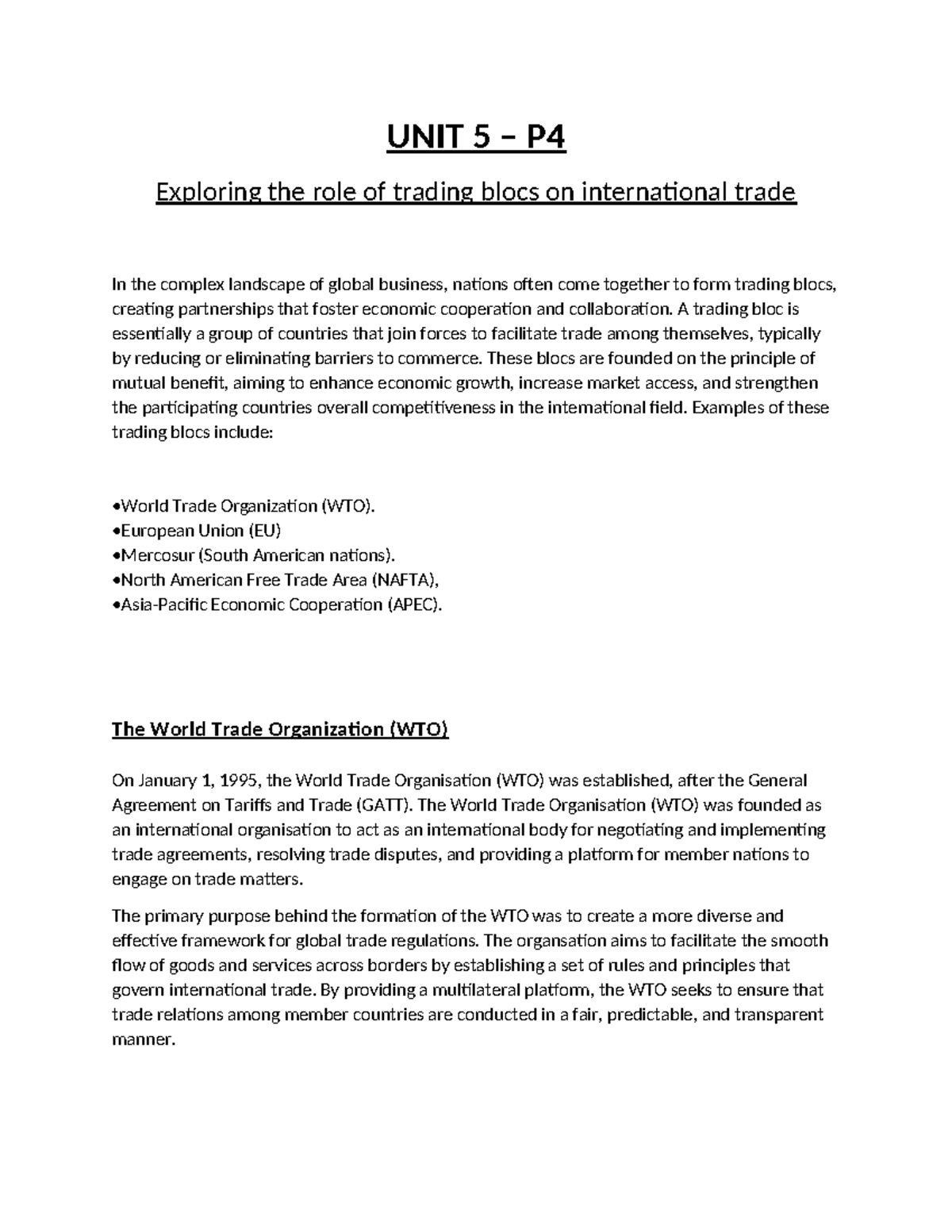 UNIT 5 - P4 - The Impact of Trading Blocs on Global Trade Dynamics ...