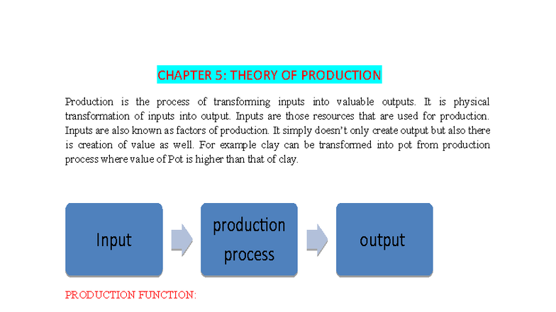 CHAPTER 5: THEORY OF PRODUCTION (ECO 101) - Studocu