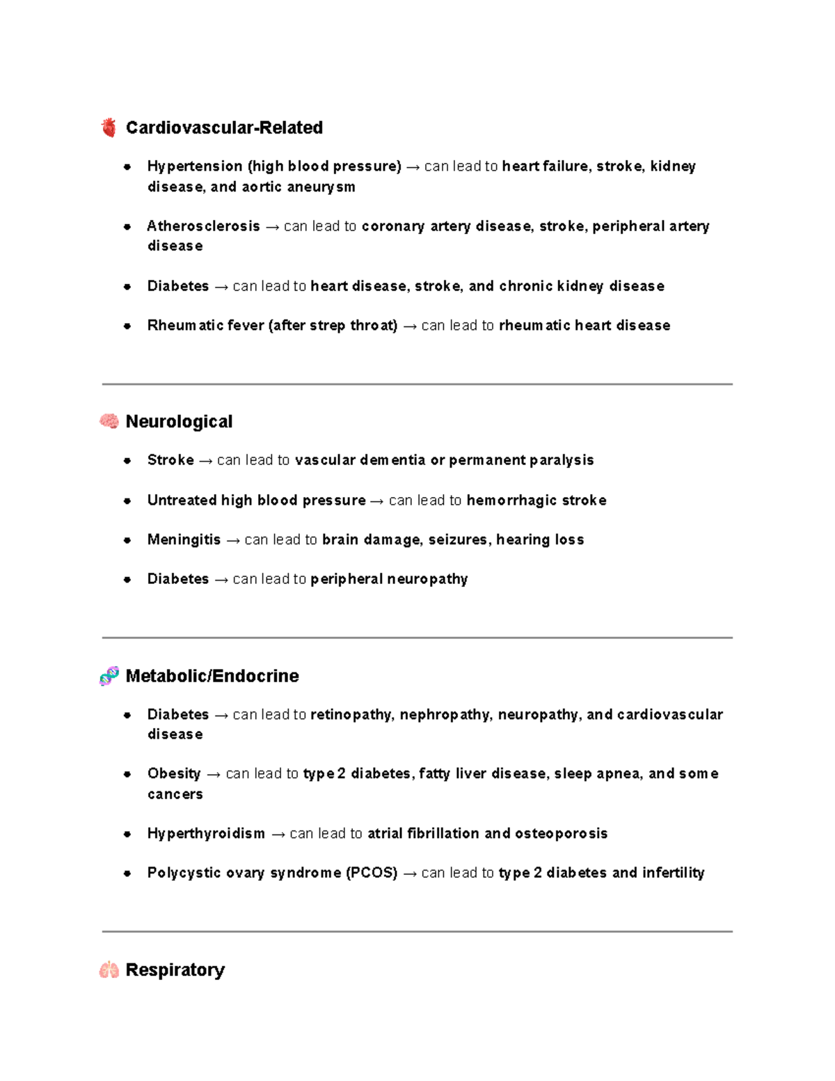 Cardiovascular, Neurological, and Endocrine Illnesses Overview - Studocu