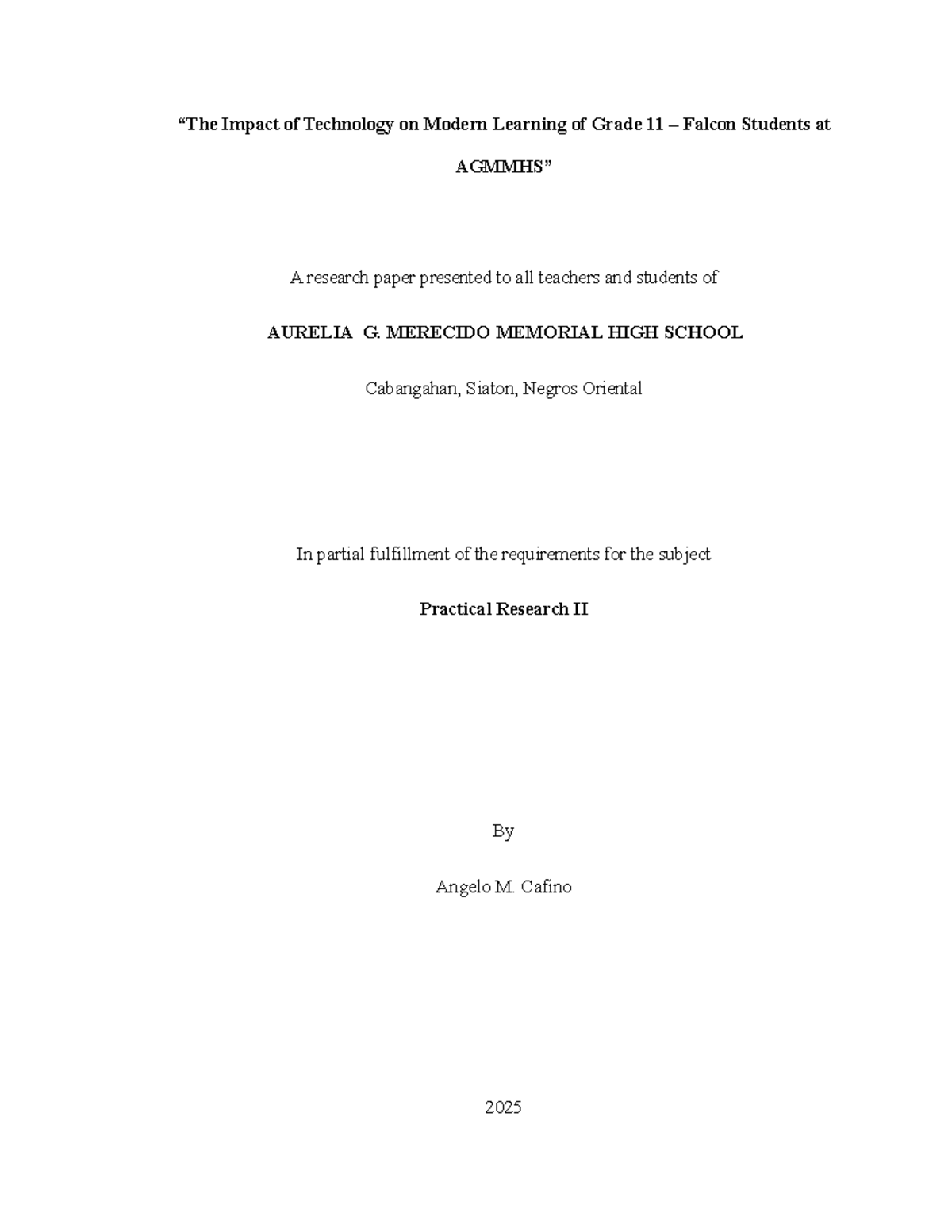 The Impact of Technology on Modern Learning of Grade 12 Students in ...