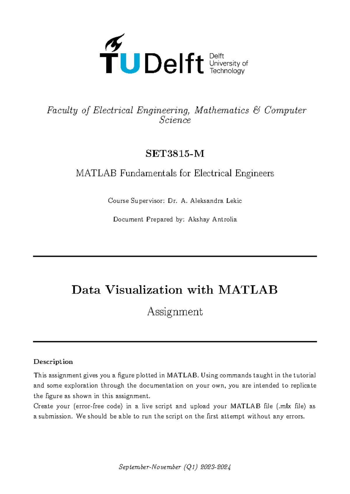 SET3815-M MATLAB Data Visualization Assignment Guide - Studeersnel