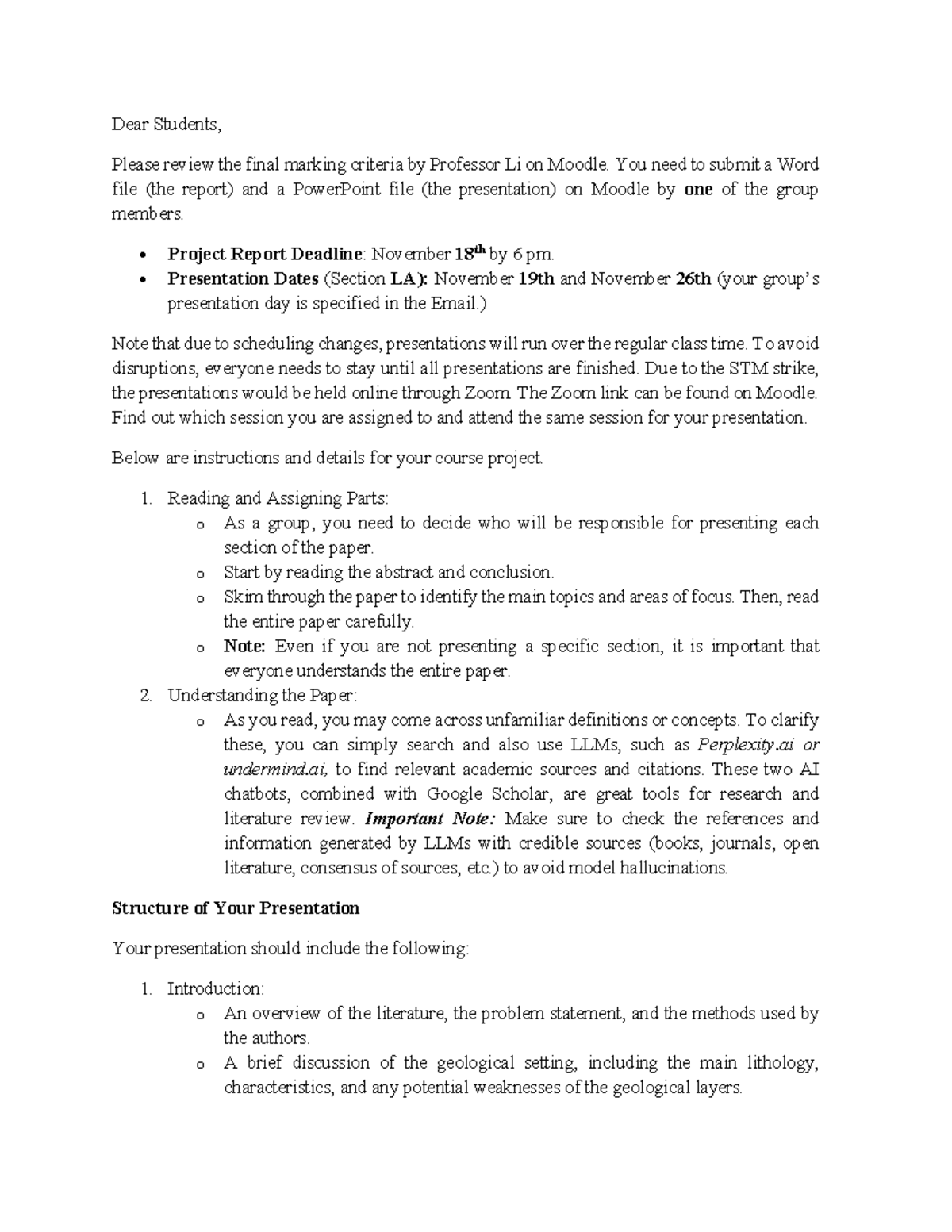 CIVI231 - Project Report Instructions and Presentation Guidelines - Studocu