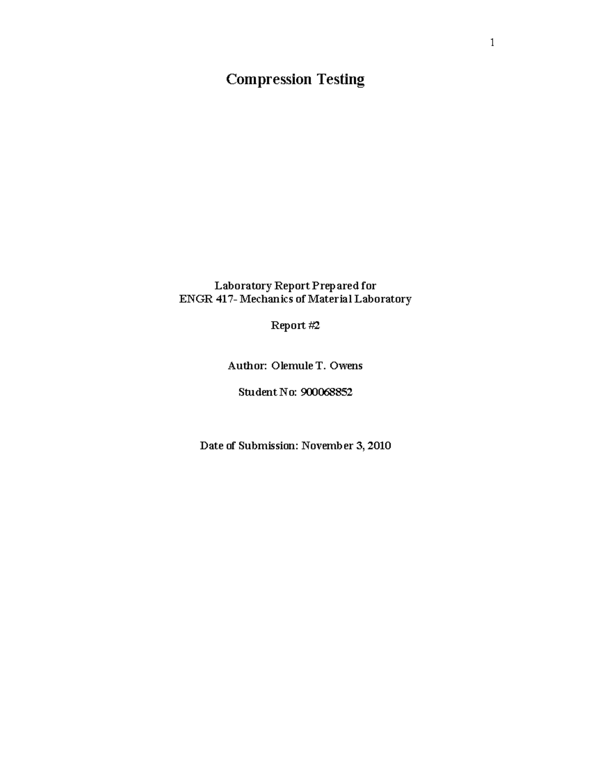 ENGR 417 Compression Testing Lab Report: Results & Analysis - Studocu