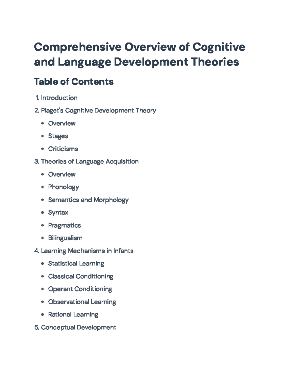 Cognitive Development & Language Acquisition Theories Overview ...