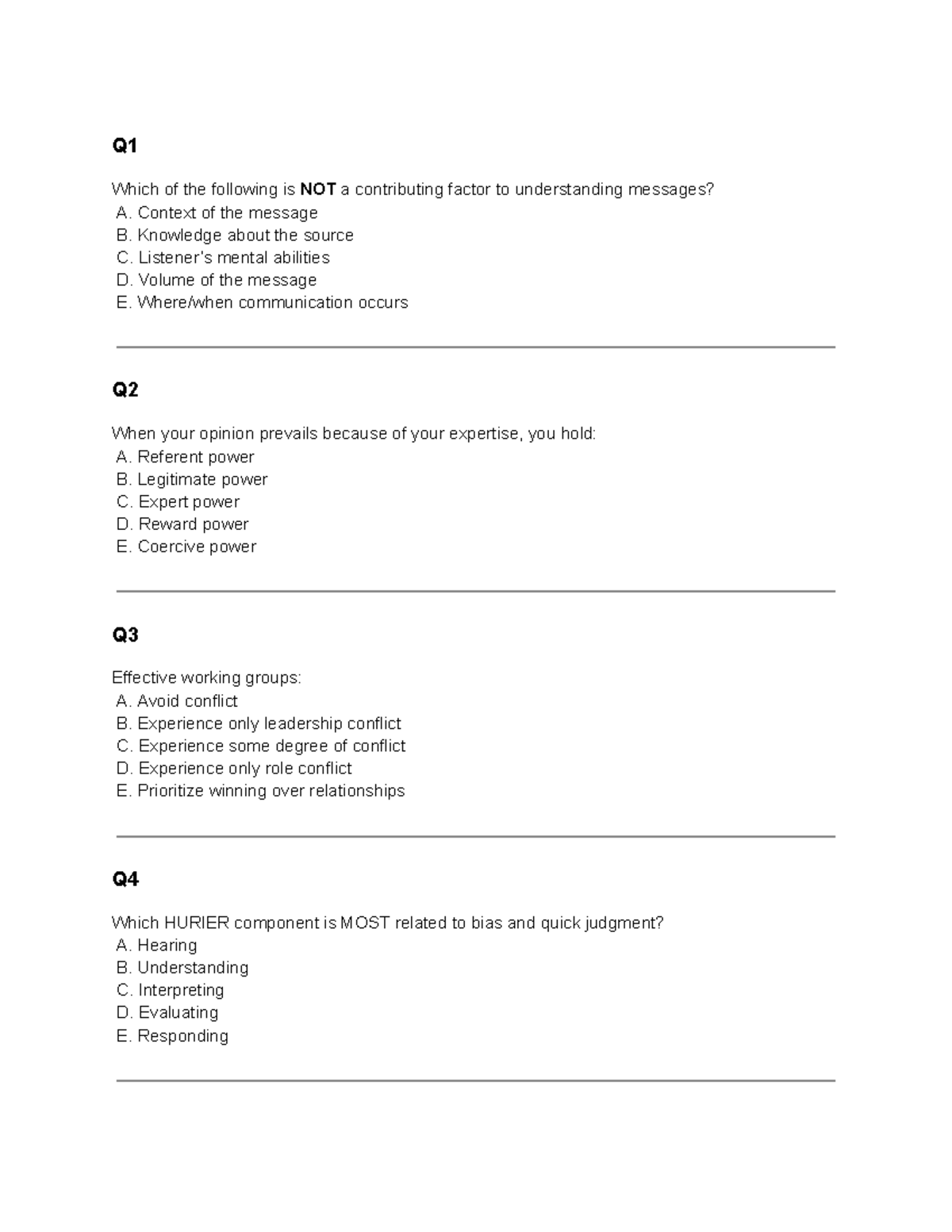 OL200 Mock Exam: Understanding Communication and Relationships - Studocu