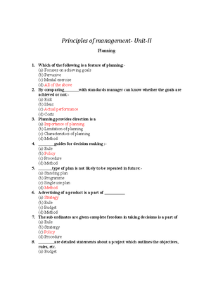 Question Bank II for Principles of Management (18MBA221) - Mech II ...