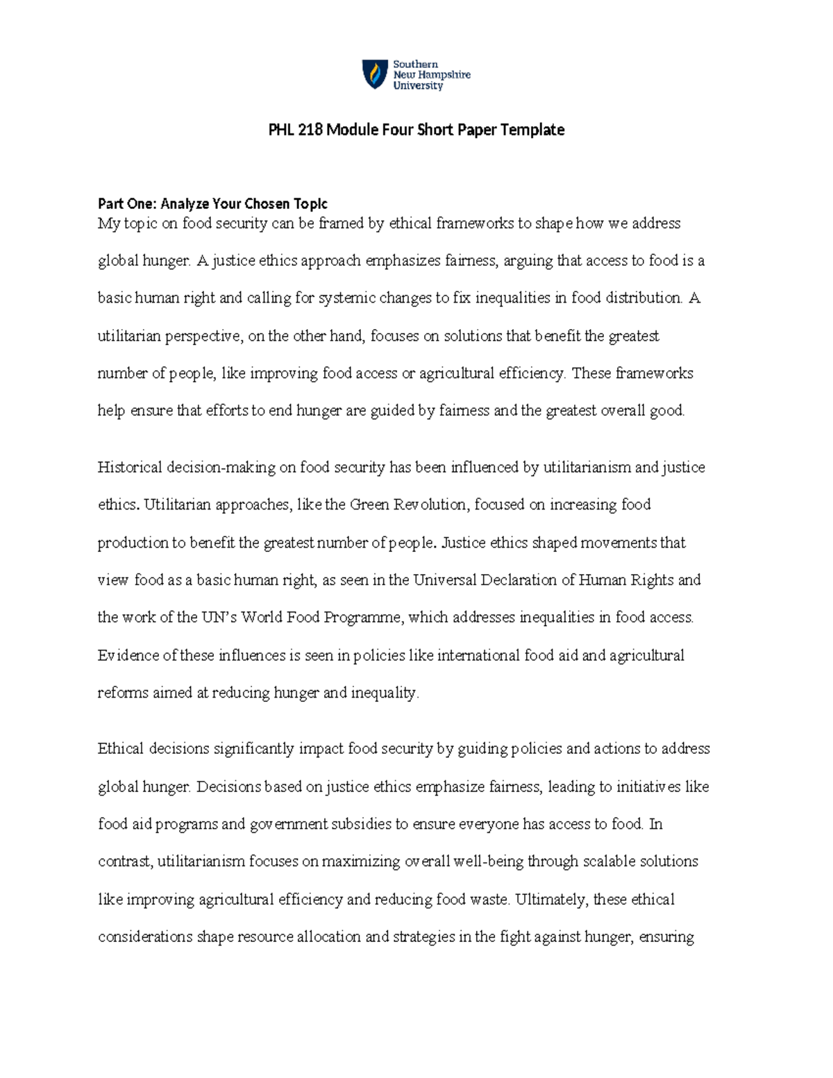 PHL-218 Module 4: Ethical Frameworks in Food Security Analysis - Studocu