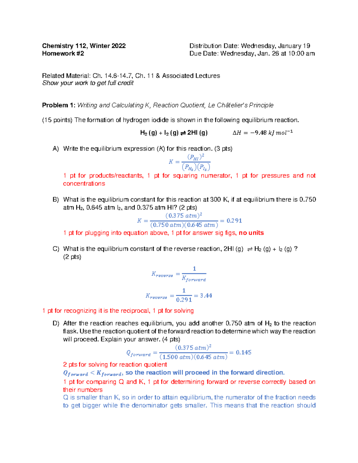 CHEM 112 Homework 2 Solutions chapter 11 - Chemistry 112, Winter 2022 ...