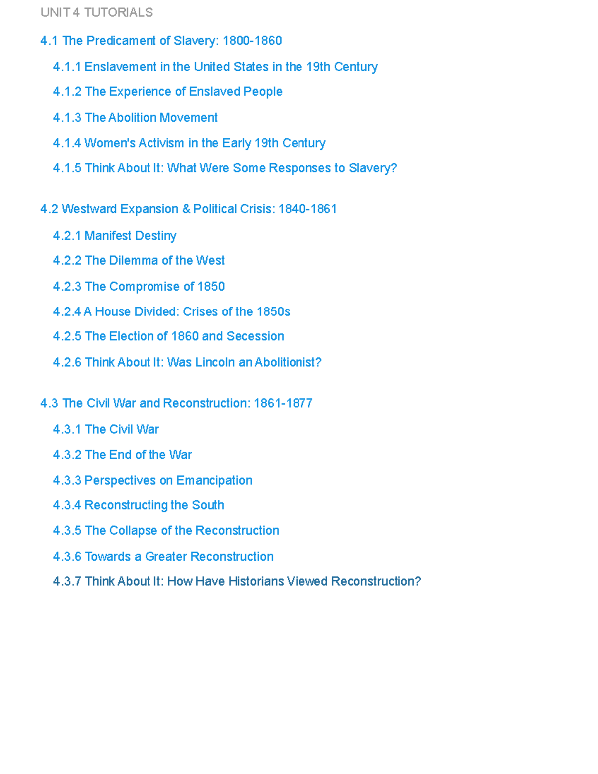 HIST 201 Unit 4: Slavery, Expansion, and Civil War Overview - Studocu