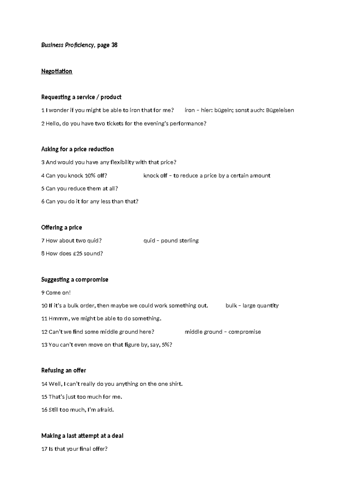 Negotiation Techniques - Business Proficiency (Page 38) - Studocu