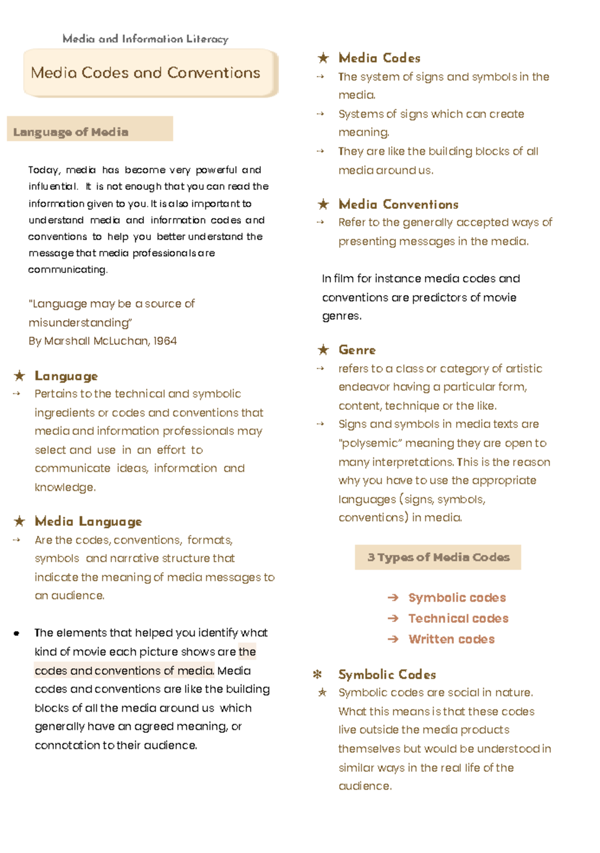 media information literacy - Media and Information Literacy Media Codes ...