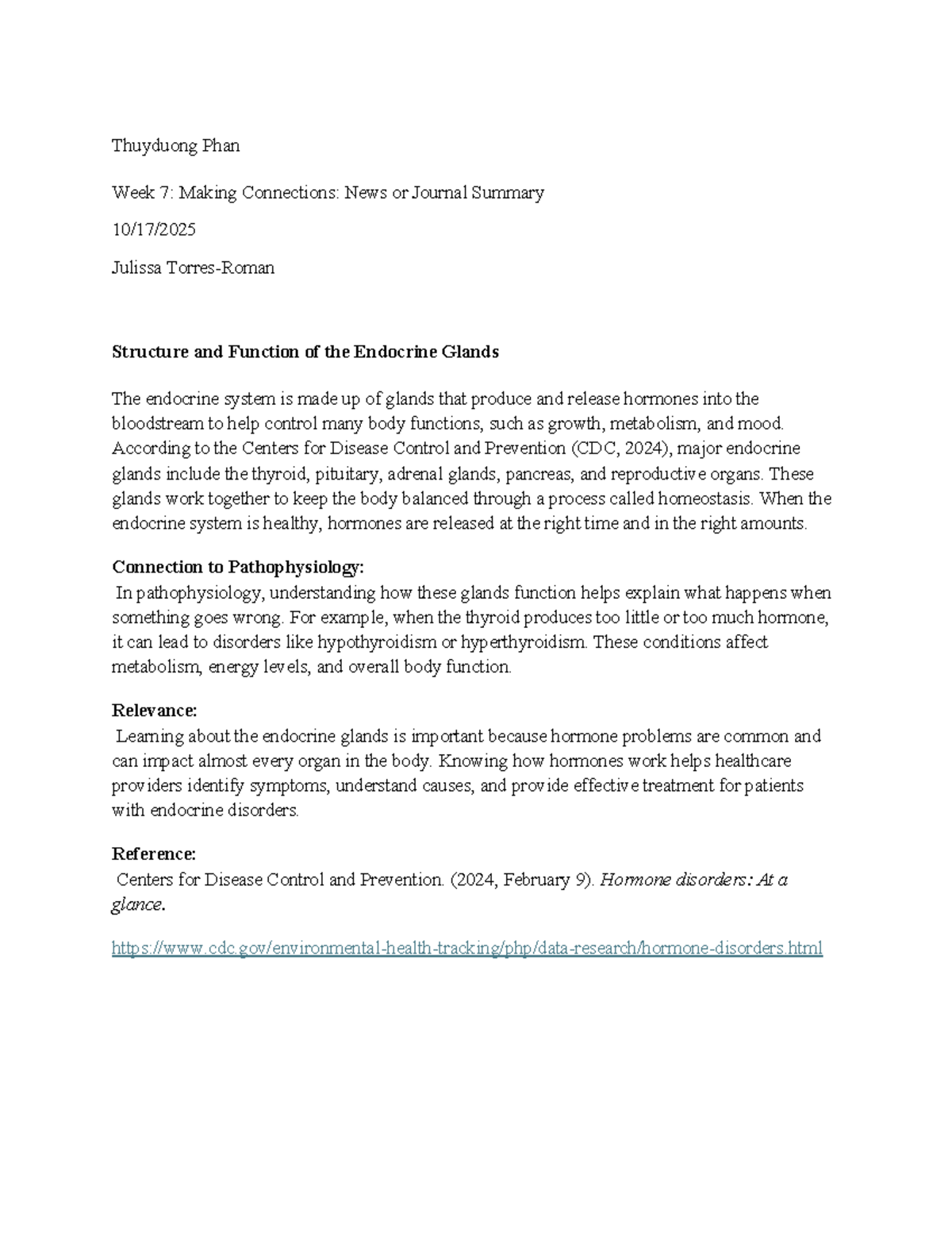 Week 7: Endocrine Glands Overview & Pathophysiology Insights - Studocu