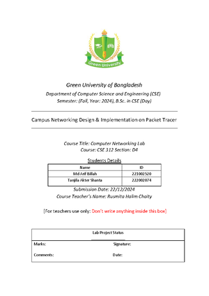 DLD lab - 1. TITLE OF THE LAB REPORT EXPERIMENT Implementing All ...