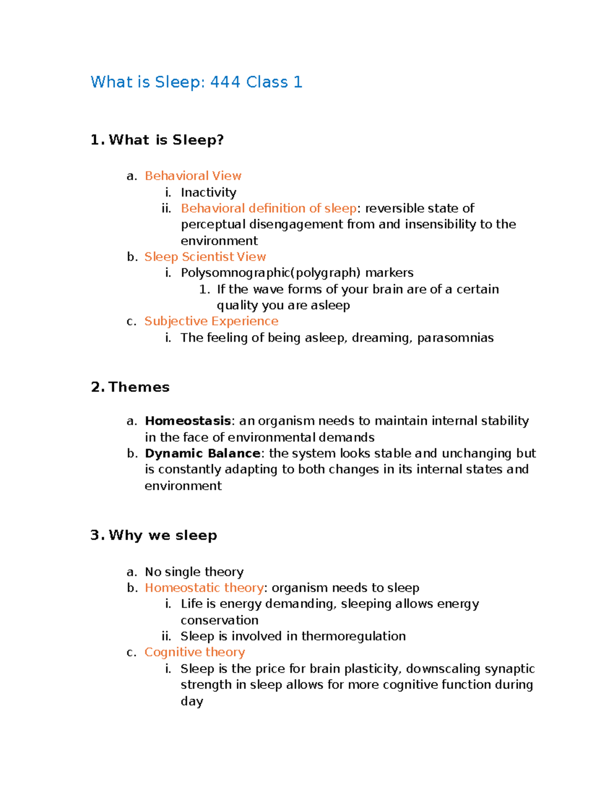 Class 1 - What is Sleep - What is Sleep: 444 Class 1 1. What is Sleep ...