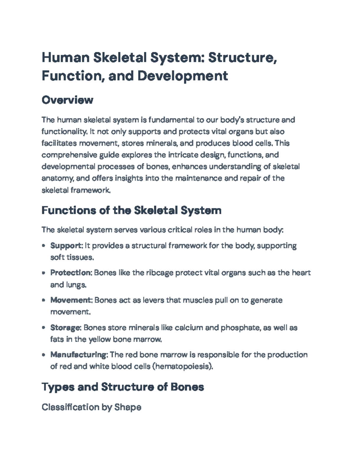 Human Skeletal System: Structure, Function, and Development Overview - Human Skeletal System ...