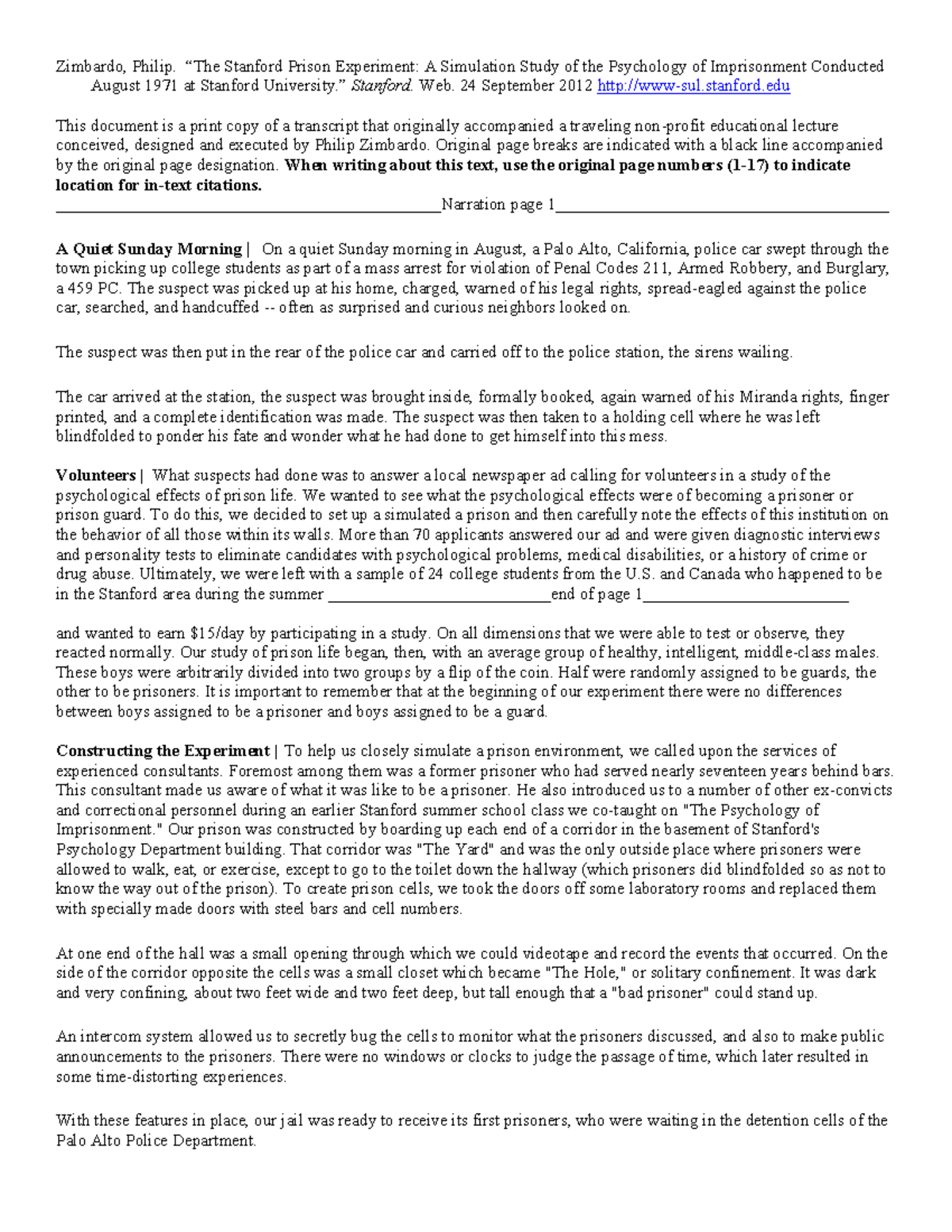 The Stanford Prison Experiment (PSY 101): Insights into Human Behavior and - Studocu