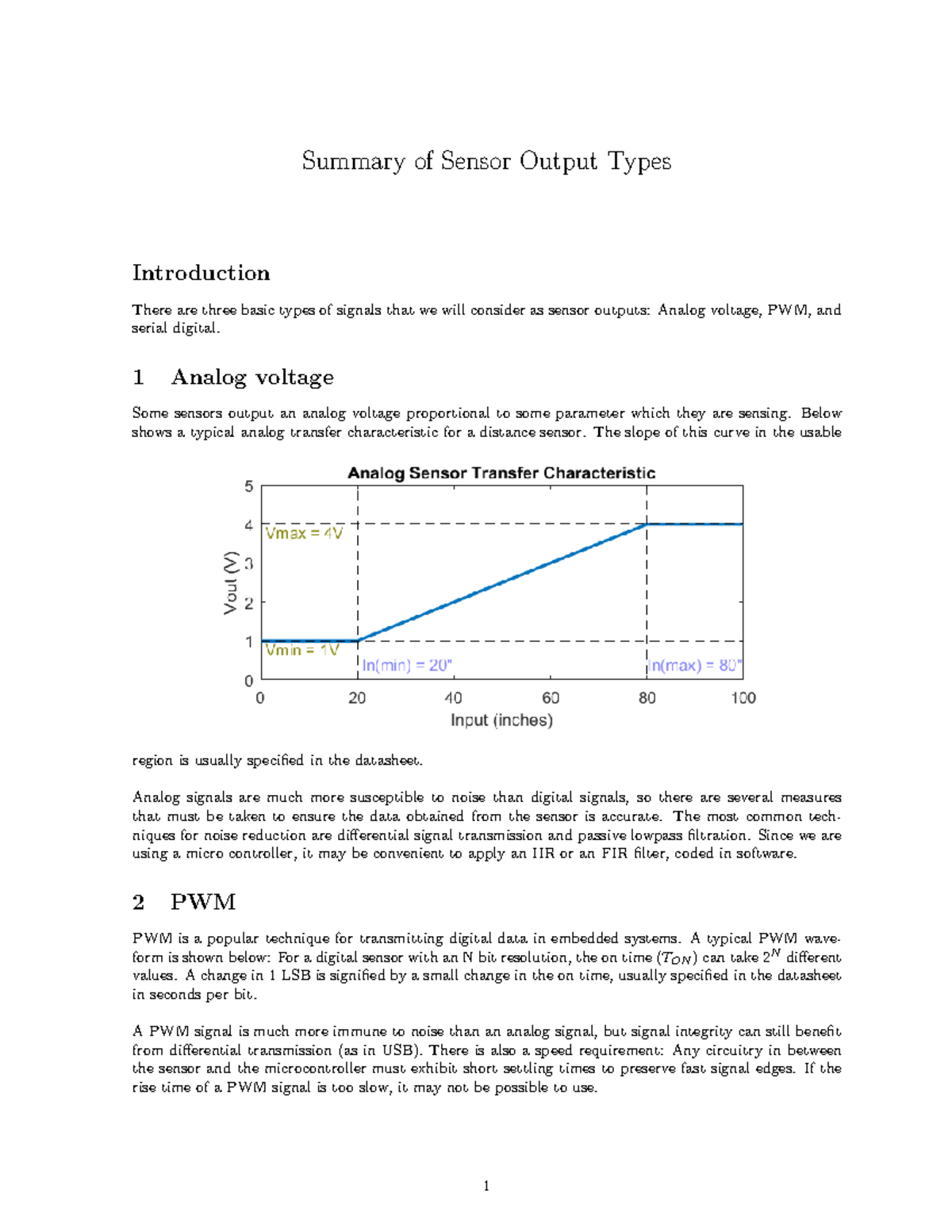 Sensor Output Types Overview: Analog, PWM, and Serial Signals - Studocu