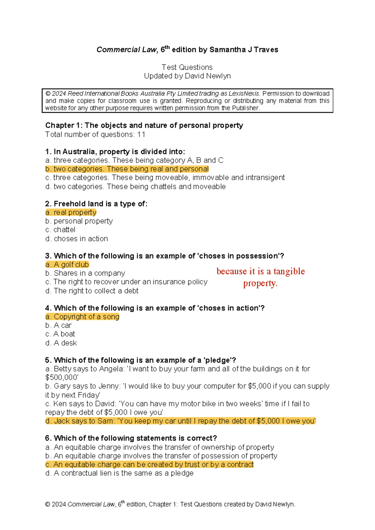 Commercial Law, 6th Ed. - Chapter 1 Quiz Questions (2026) - Studocu