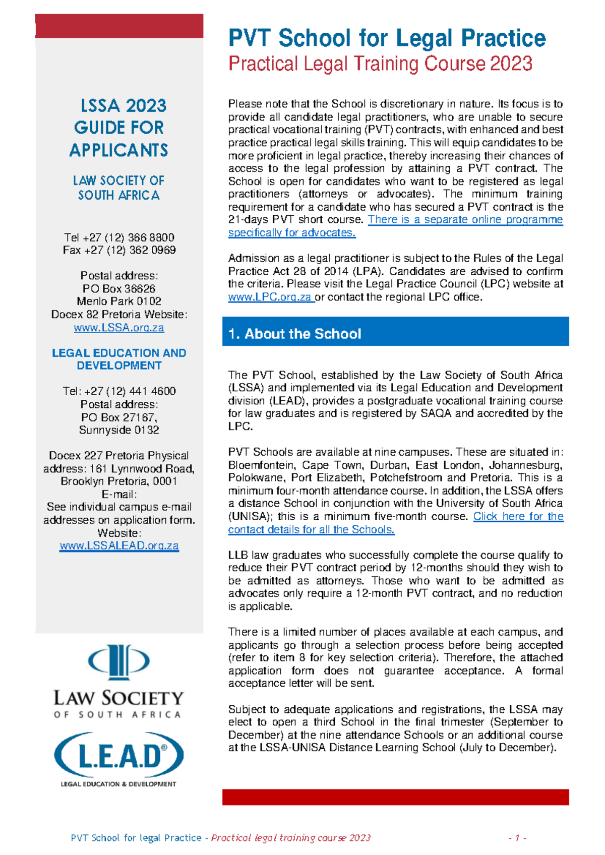 PVT School for Legal Practice: Applicant Guide 2023 - Studocu