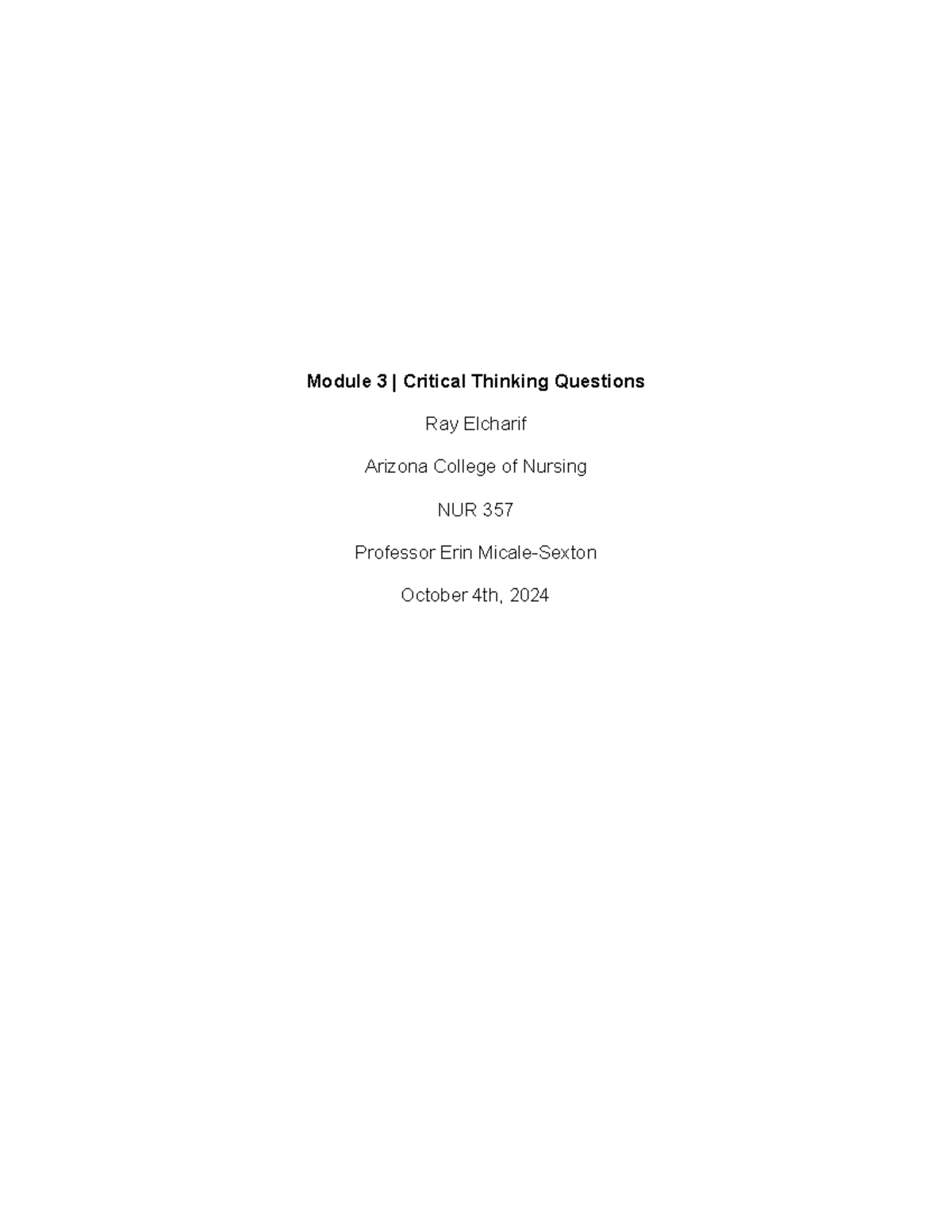 Module 3 Critical Thinking Questions - Module 3 | Critical Thinking ...