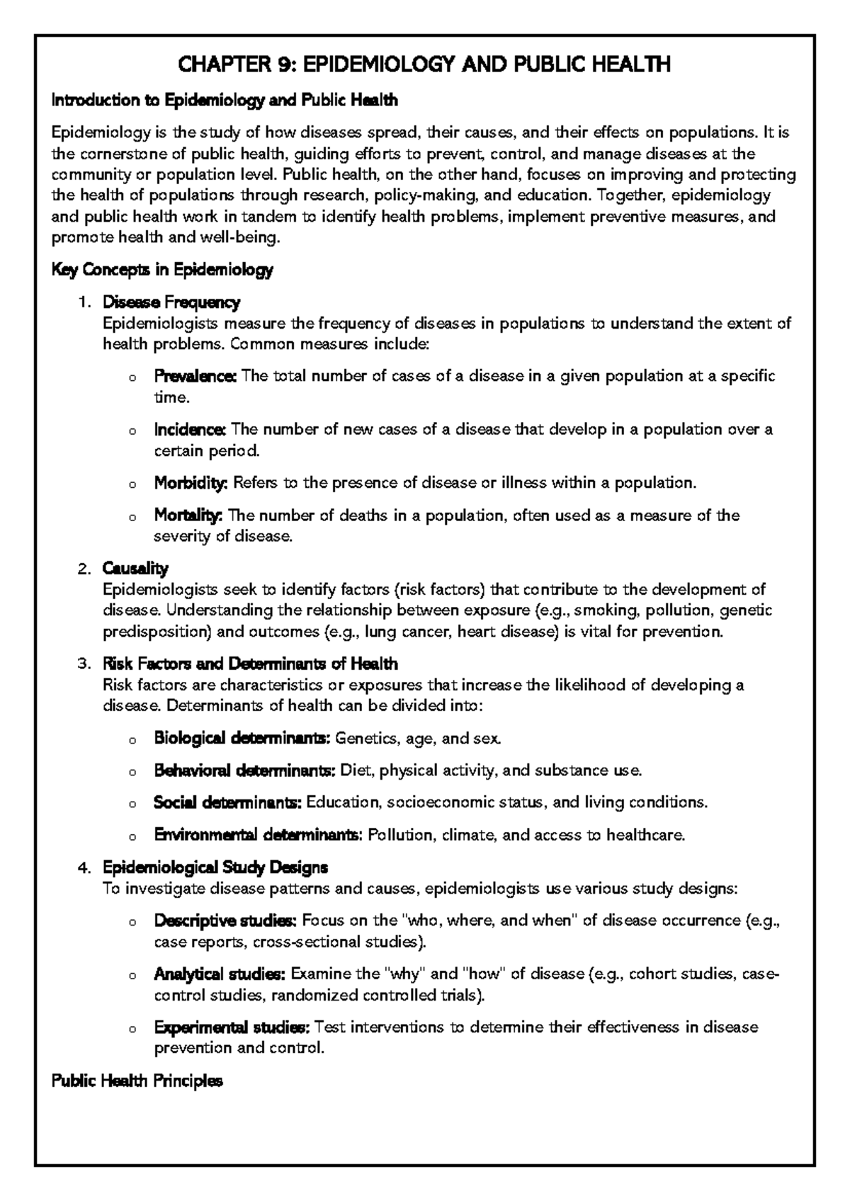 Chapter 9- Epidemiology AND Public Health - CHAPTER 9 : EPIDEMIOLOGY ...