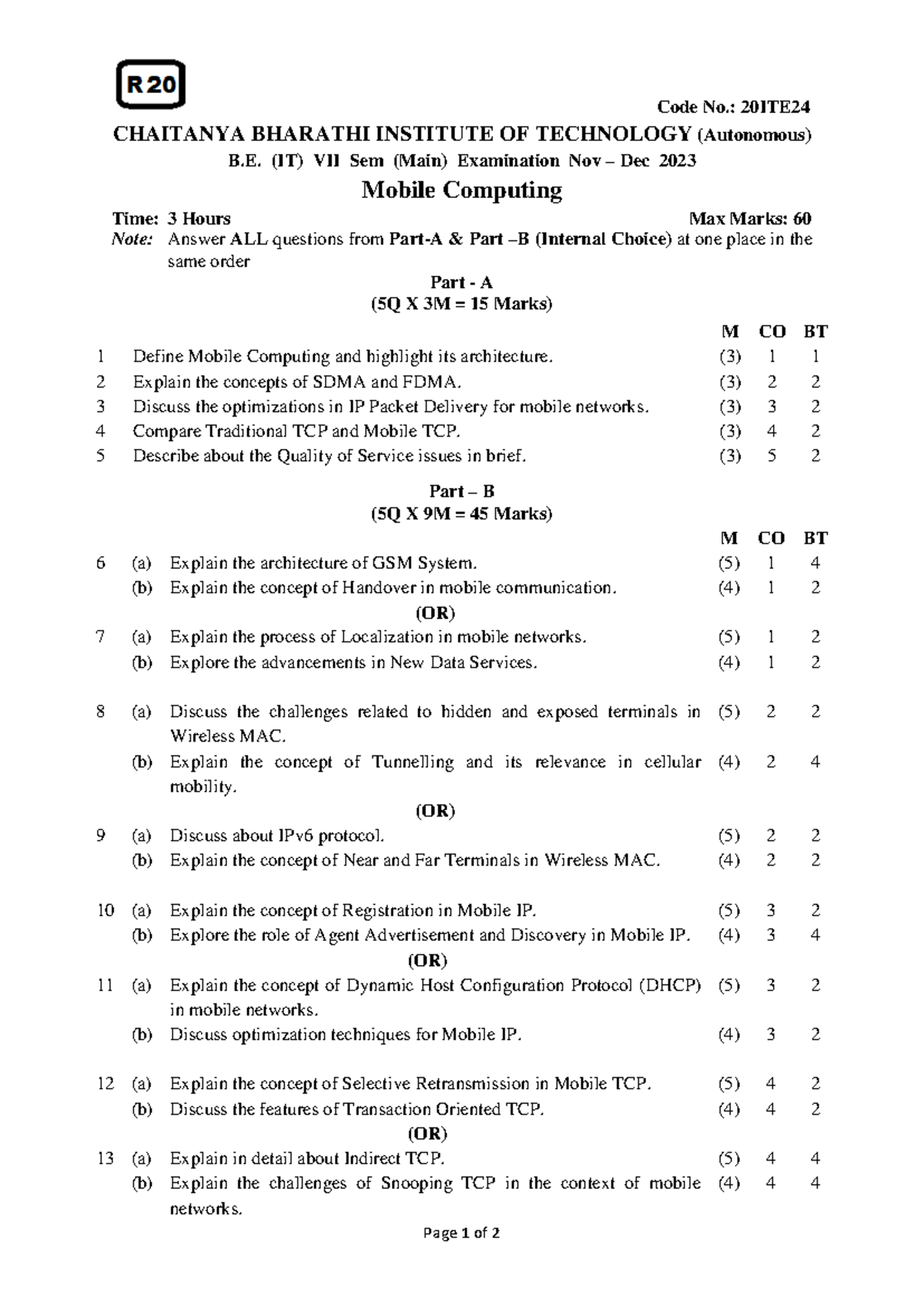 Mobile Computing Exam Notes - 20ITE24 - Studocu