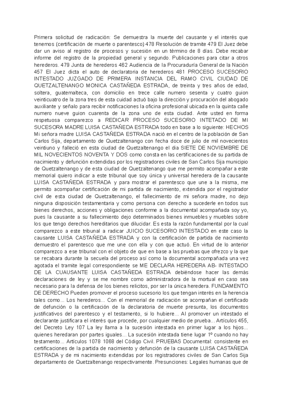 Proceso Sucesorio Intestado: Radicación y Declaratoria de Herederos ...