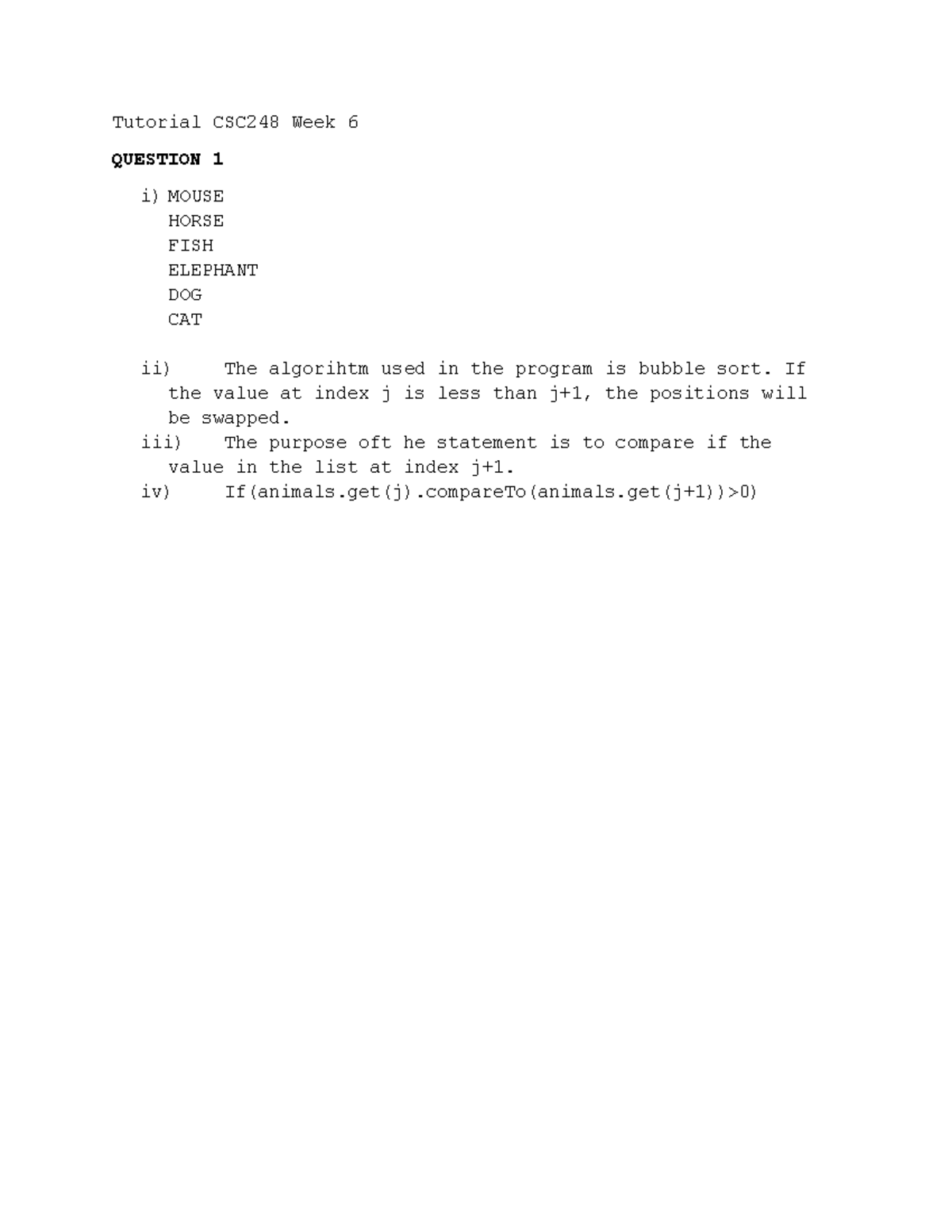 Tutorialw 6 CSC248 - PAST TEST - Tutorial CSC248 Week 6 QUESTION 1 i ...