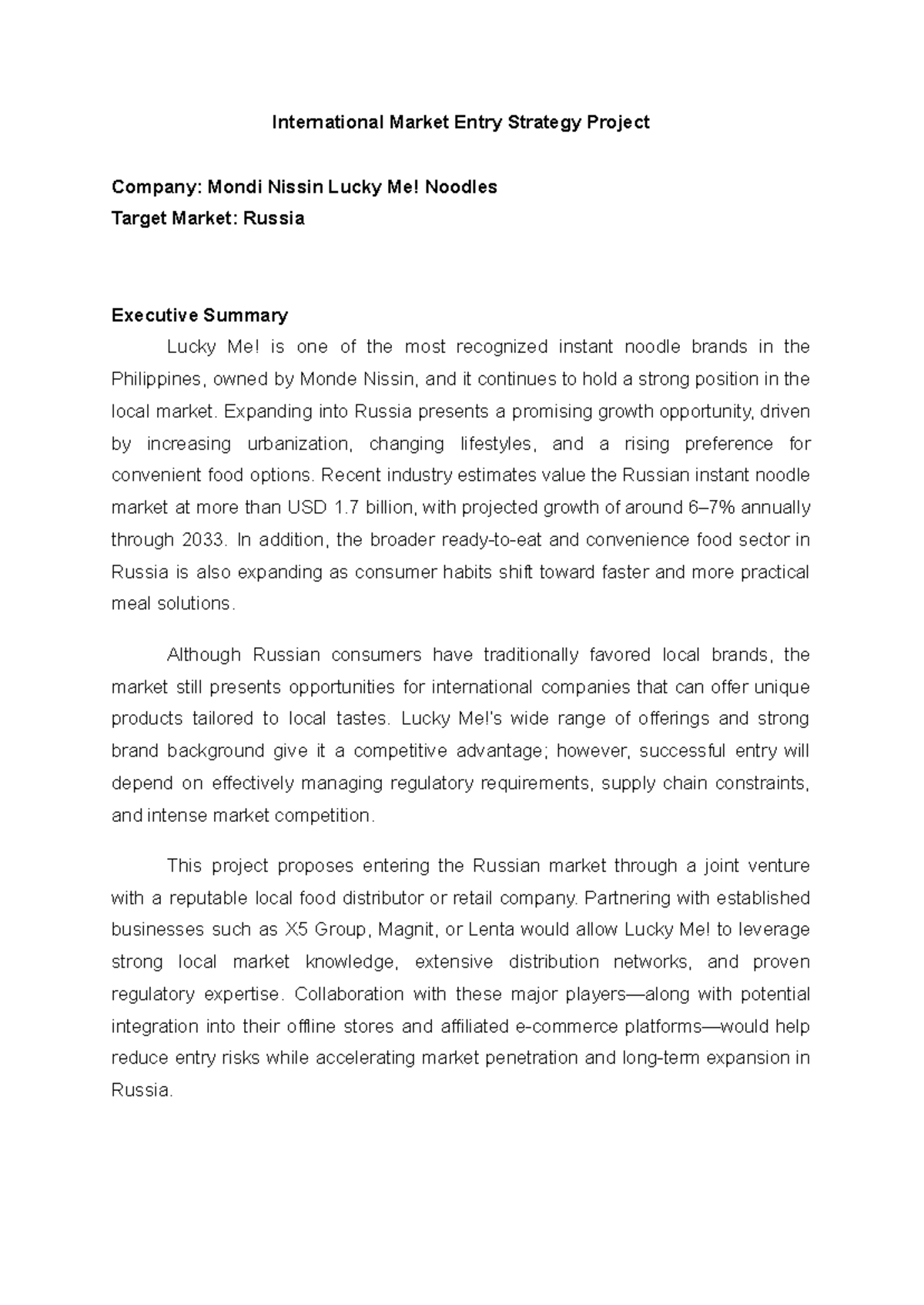 International Market Entry Strategy Project (Final) - Lucky Me! in ...